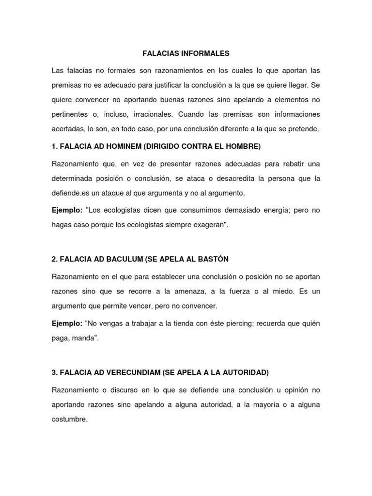 Falacias Informales | PDF | Falacia | Verdad