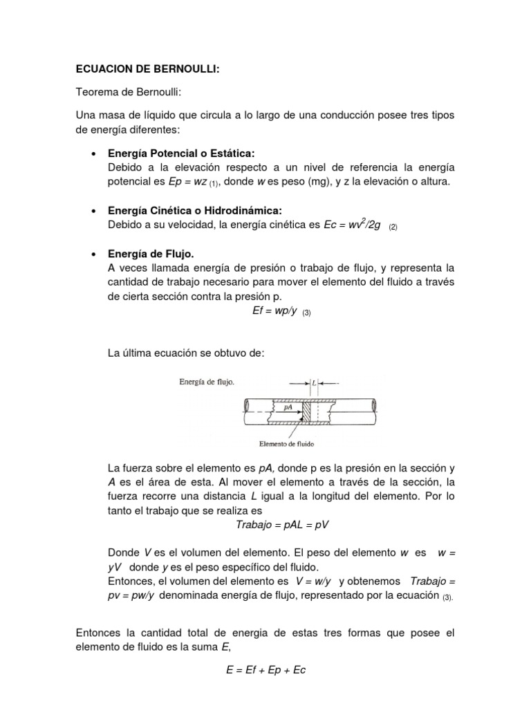 Ec de Bernoulli | PDF | Presión | Fluido