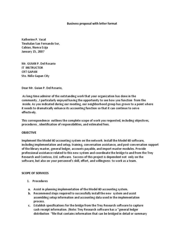 Business Proposal With Letter Format | PDF | Software | Financial Statement