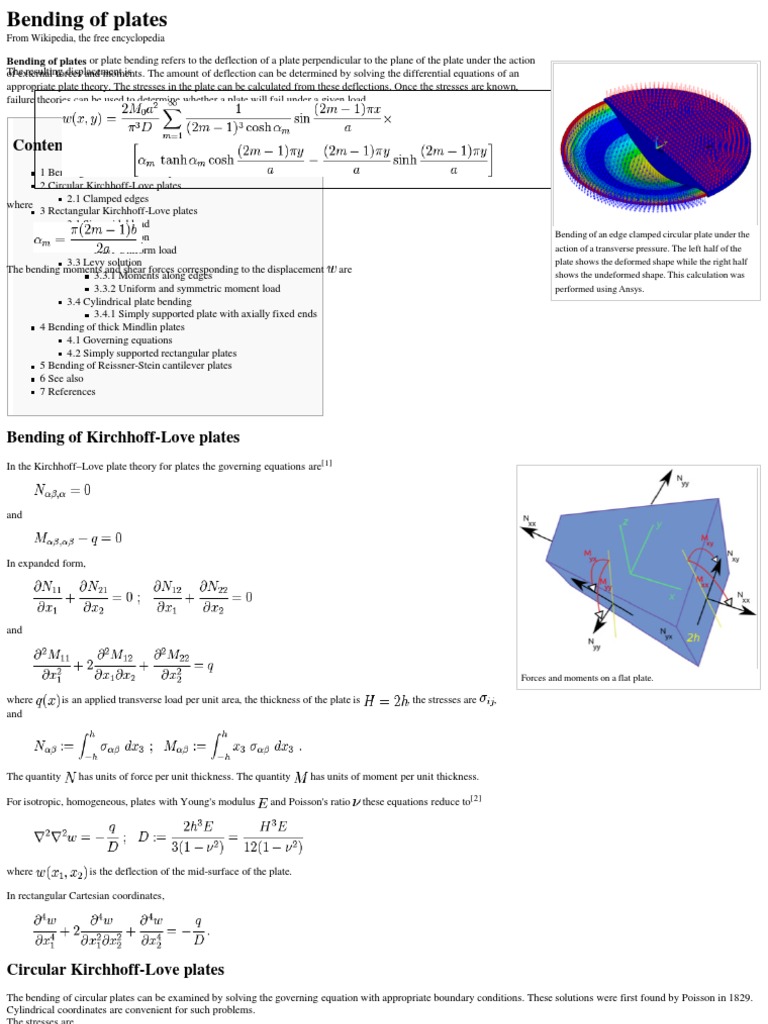 Bending of Plates - Wikipedia, The Free Encyclopedia | PDF | Bending ...