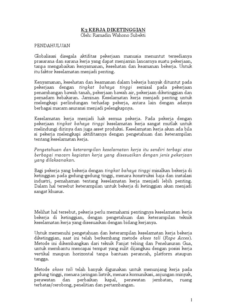 K3 Kerja Di Ketinggian | PDF