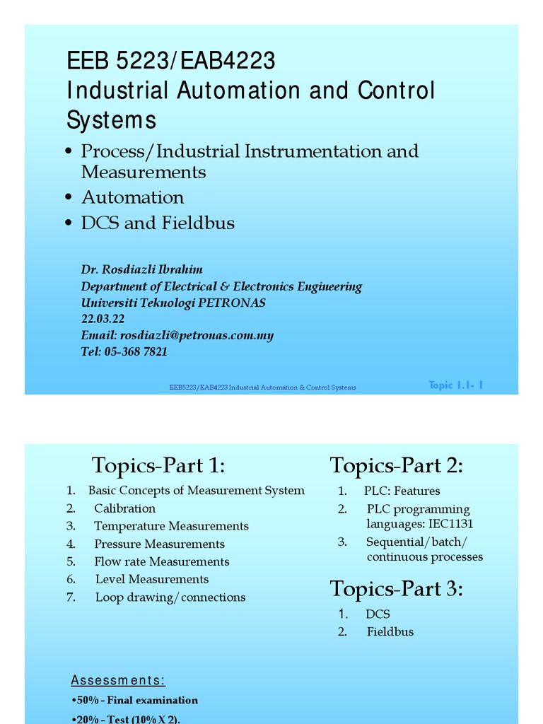 Industrial Automation and Control Systems - Chapter 1 - Basic Concepts ...