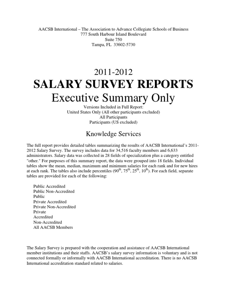 Salary Survey Reports 2011-12 | PDF | Master Of Business Administration ...