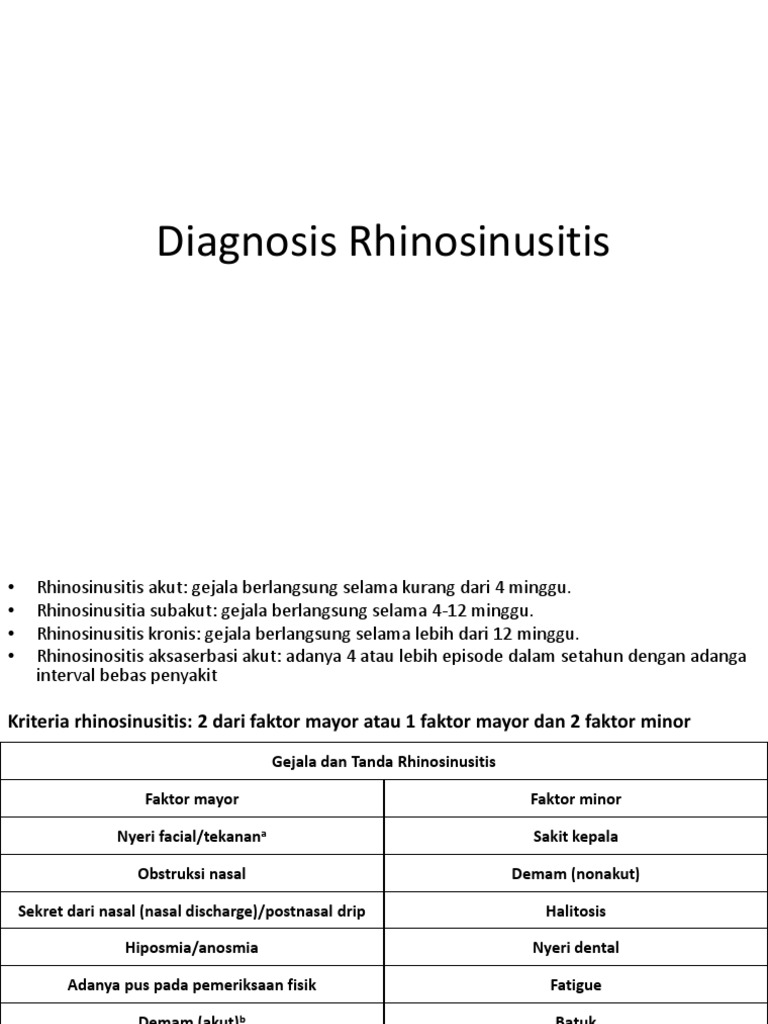 Diagnosis Rhinosinusitis | PDF