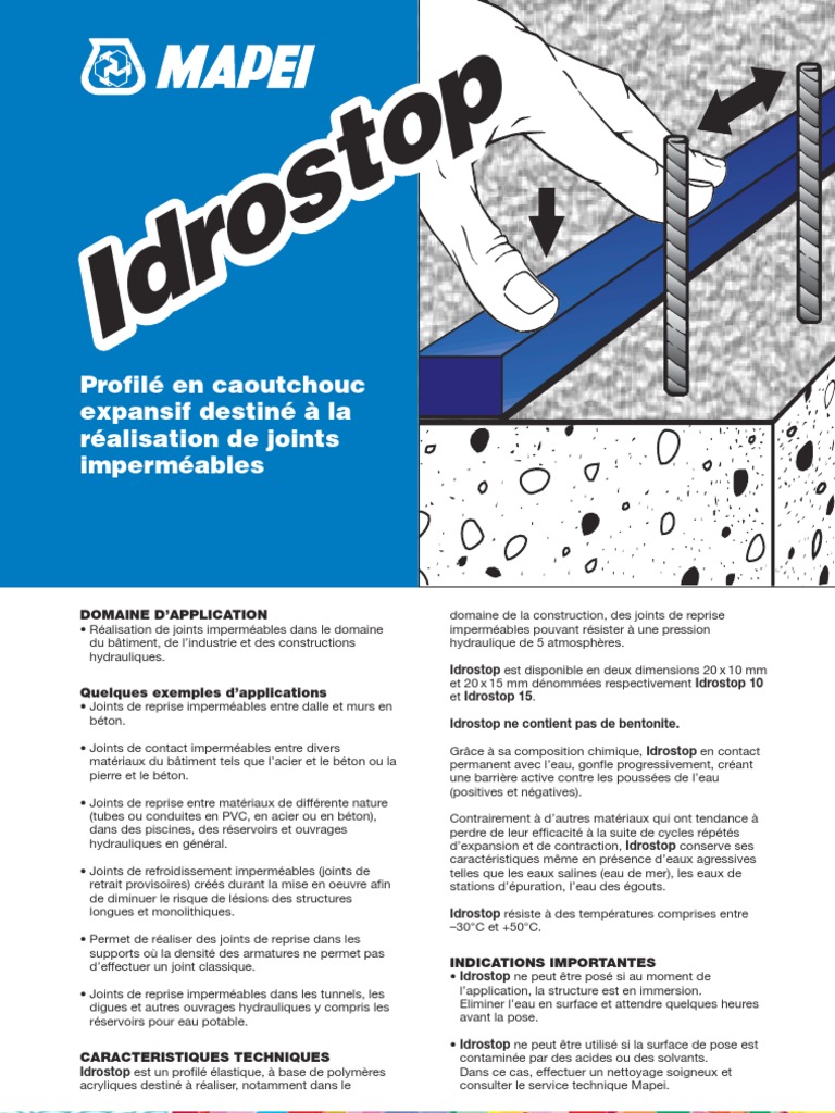 Fiche Technique Du Joint Expansif Hydrogonflant | PDF | Acier | Eau
