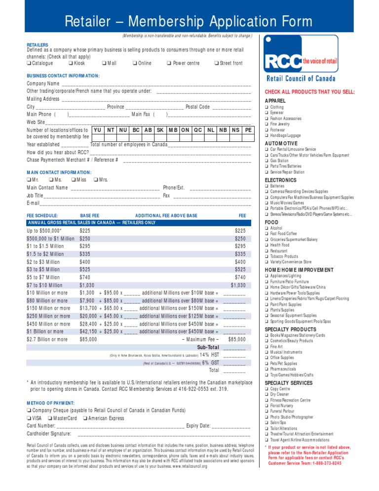 Retailer - Membership Application Form: YU Ntnubcabskmbonqc Nlnbns PE ...