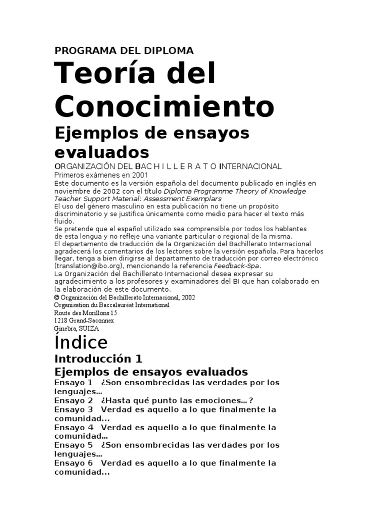 Ejemplos De Ensayos 