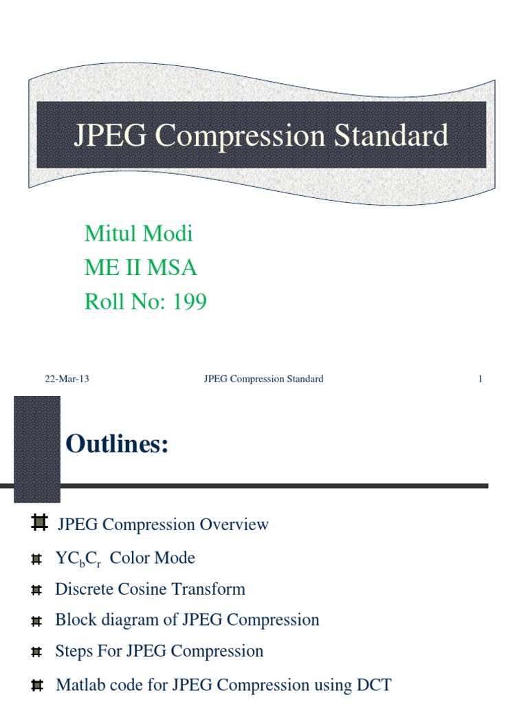 JPEG Compression Standard | PDF | Data Compression | Algorithms
