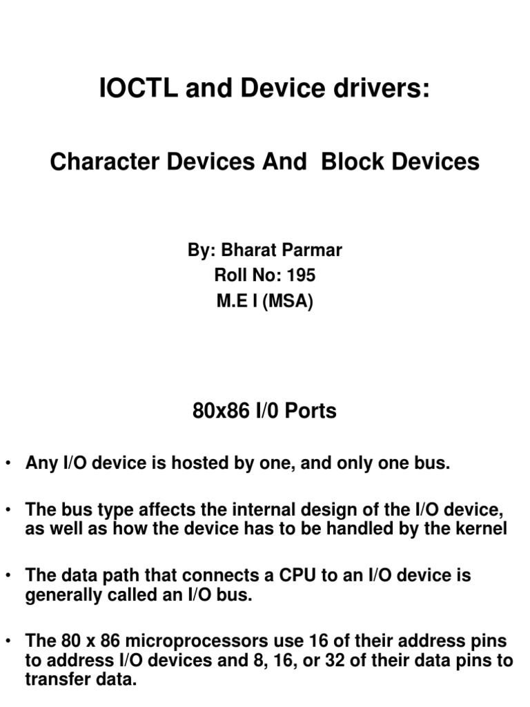 IOCTL and Device | PDF | Input/Output | Device Driver