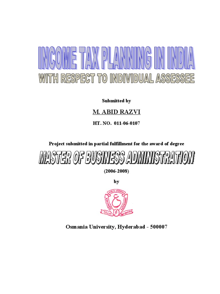 Income Tax Planning in India With Respect To Individual Assessee | PDF ...