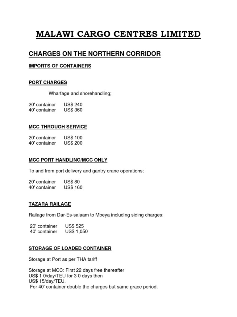 Malawi Cargo Centre | PDF | Cargo | Port