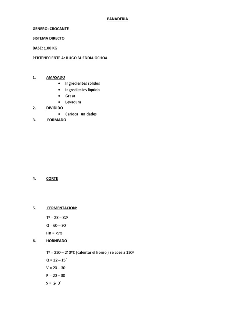 Proceso del Pan Carioca | PDF | Procesamiento de alimentos | Panes