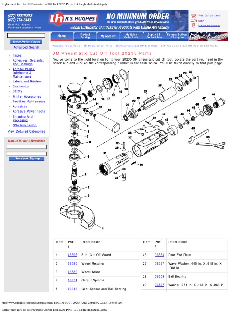 Replacement Parts For 3M Pneumatic Cut Off Tool 20235 Parts | PDF | Nut ...