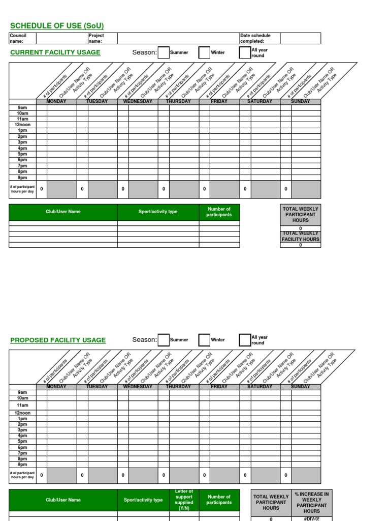 Facility Usage Schedule and Proposal | PDF