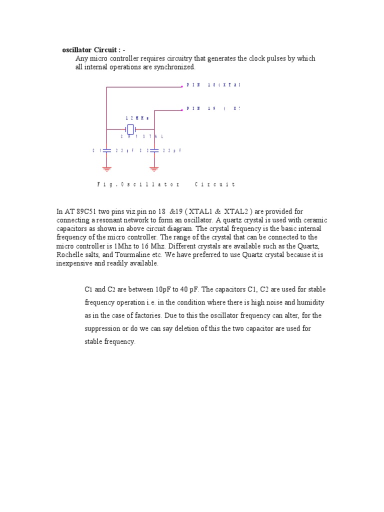 8051 Oscillator CKT Diagram and Description | PDF | Microcontroller ...