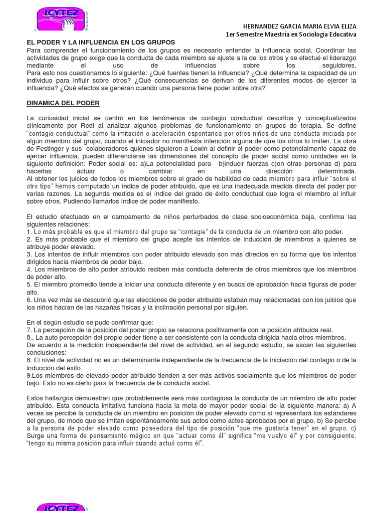 El Poder y La Influencia en Los Grupos Efectivo | PDF | Sociedad ...