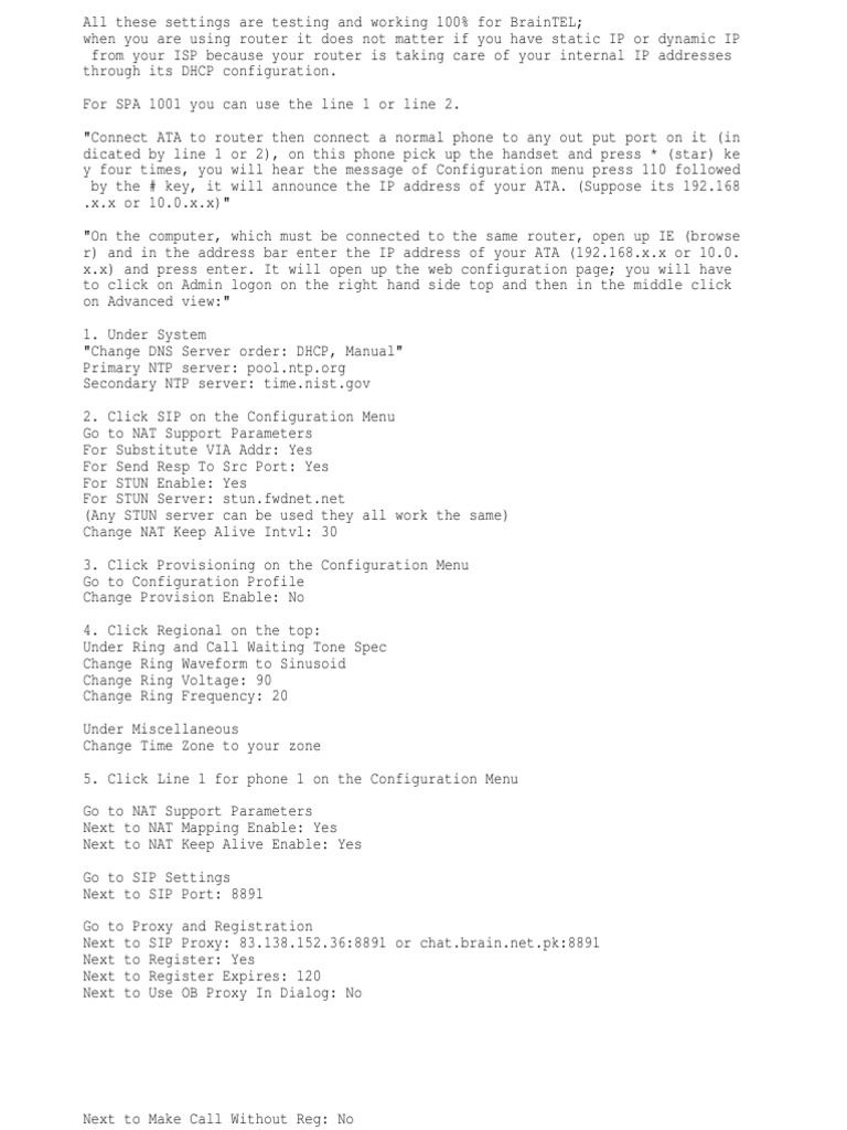 Braintel Configuration Pdf Proxy Server Session Initiation Protocol