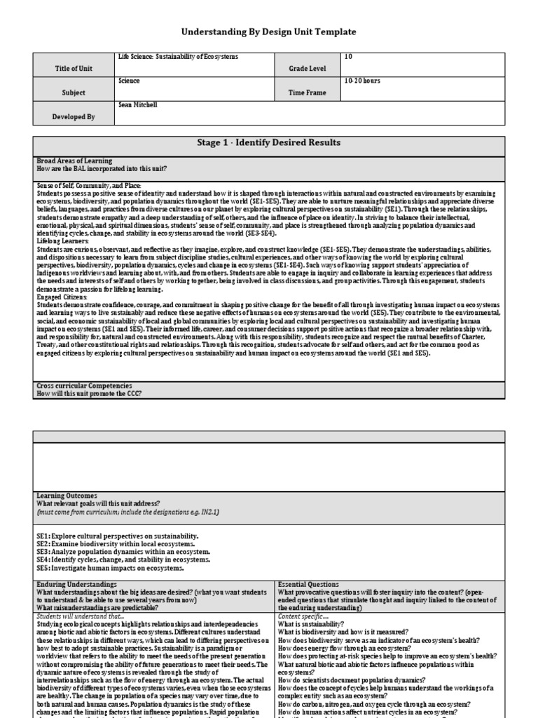Ecosystem Sustainability Unit for Grade 10 | PDF | Ecosystem ...