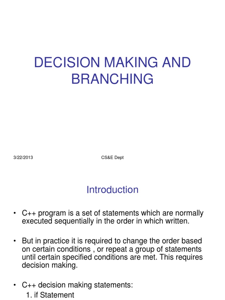Decision Making I | PDF | Control Flow | Computer Programming