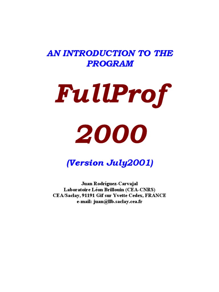 FullProf Software User Manual | PDF | Command Line Interface | X Ray ...