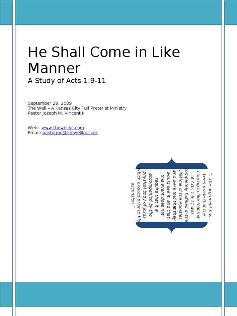 Christ's Return: Understanding "Like Manner" | PDF | Glory (Religion ...