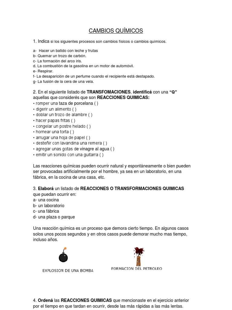 Ejemplos de Cambios Químicos | PDF | Moléculas | Química