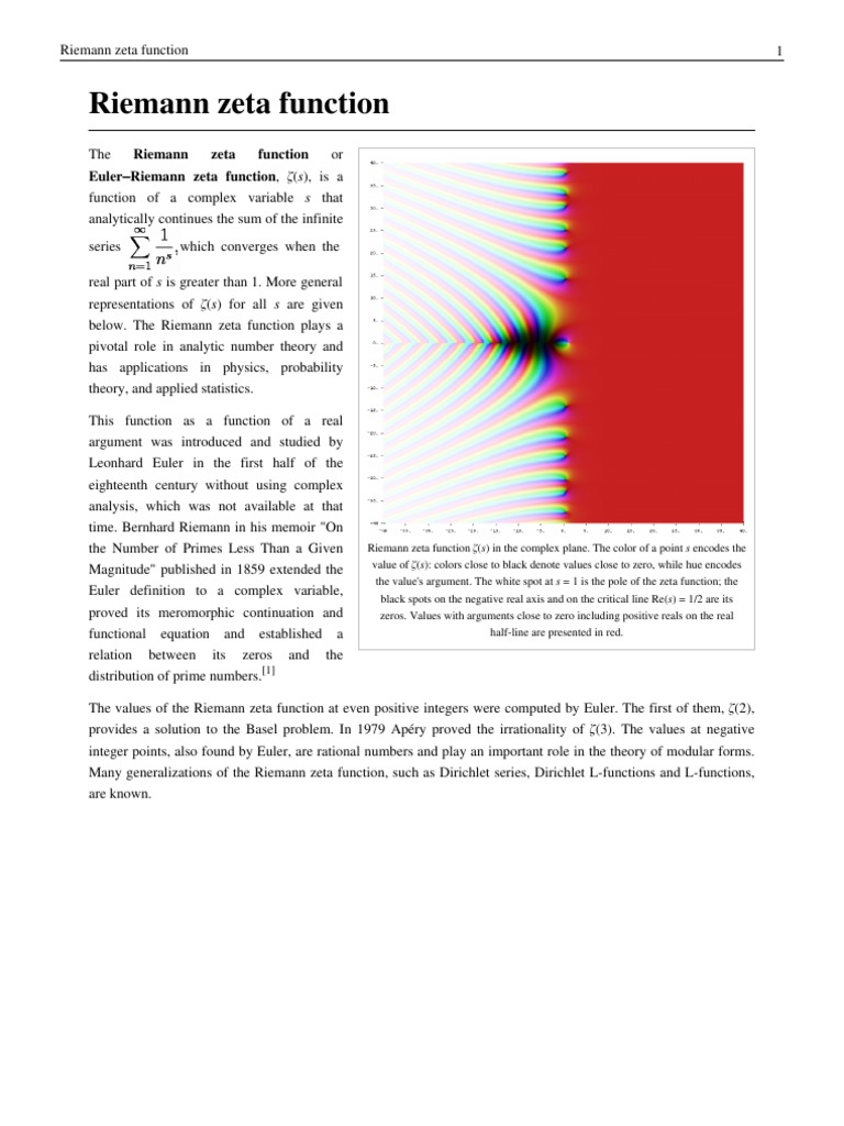 Riemann Zeta Function | PDF | Special Functions | Combinatorics