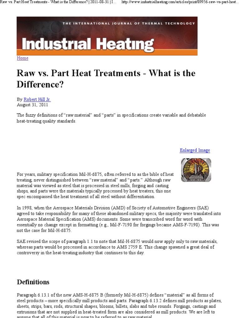 Raw vs. Part Heat Treatments - What Is The Difference. | PDF | Heat ...