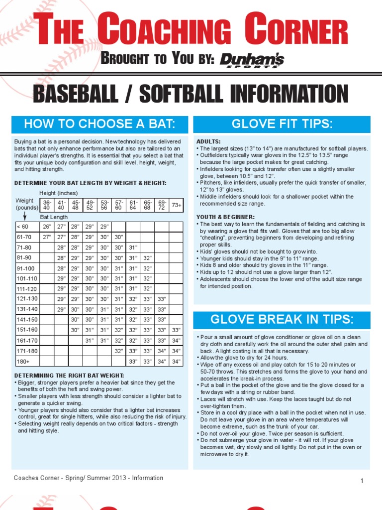2013 Coaching Corner Baseball/Softball | PDF | Softball | Batting ...