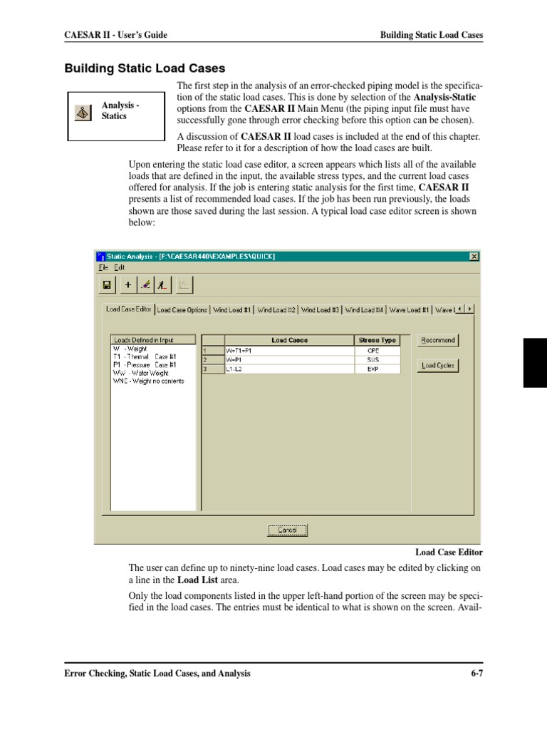 CAESAR II - User's Guide Building Static Load Cases | PDF