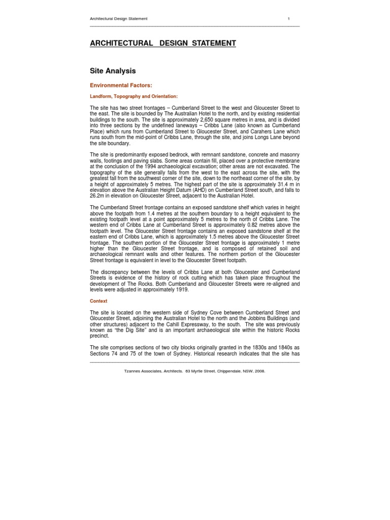 06 0265 Therocksyha Architect Design Statement | PDF | Sydney | Wall