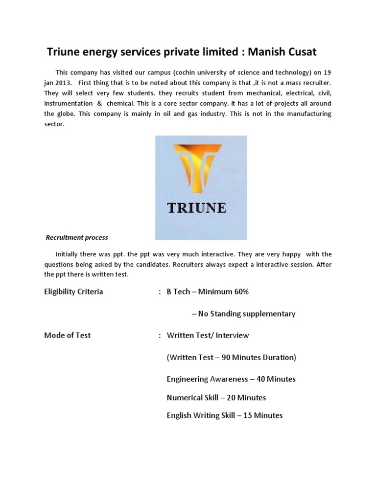 Triune Energy Services Private Limited, Manish Cusat | PDF | Mechanical Engineering | Welding