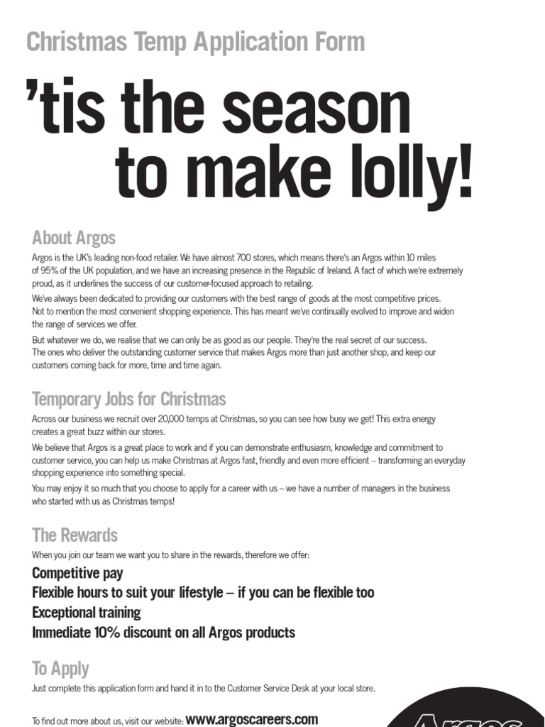 Argos Job Application Form 2008-10-17 Ref2 | PDF