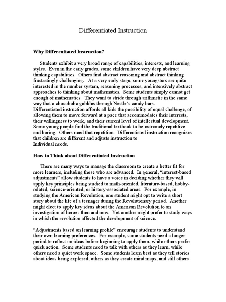 Differentiated Instruction | PDF | Differentiated Instruction | Special Education