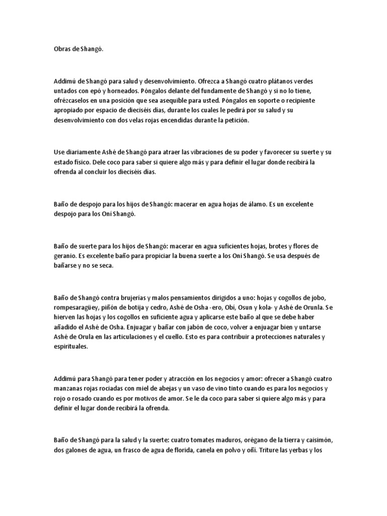 Rituales de Shangó para Salud y Suerte | PDF | Naturaleza
