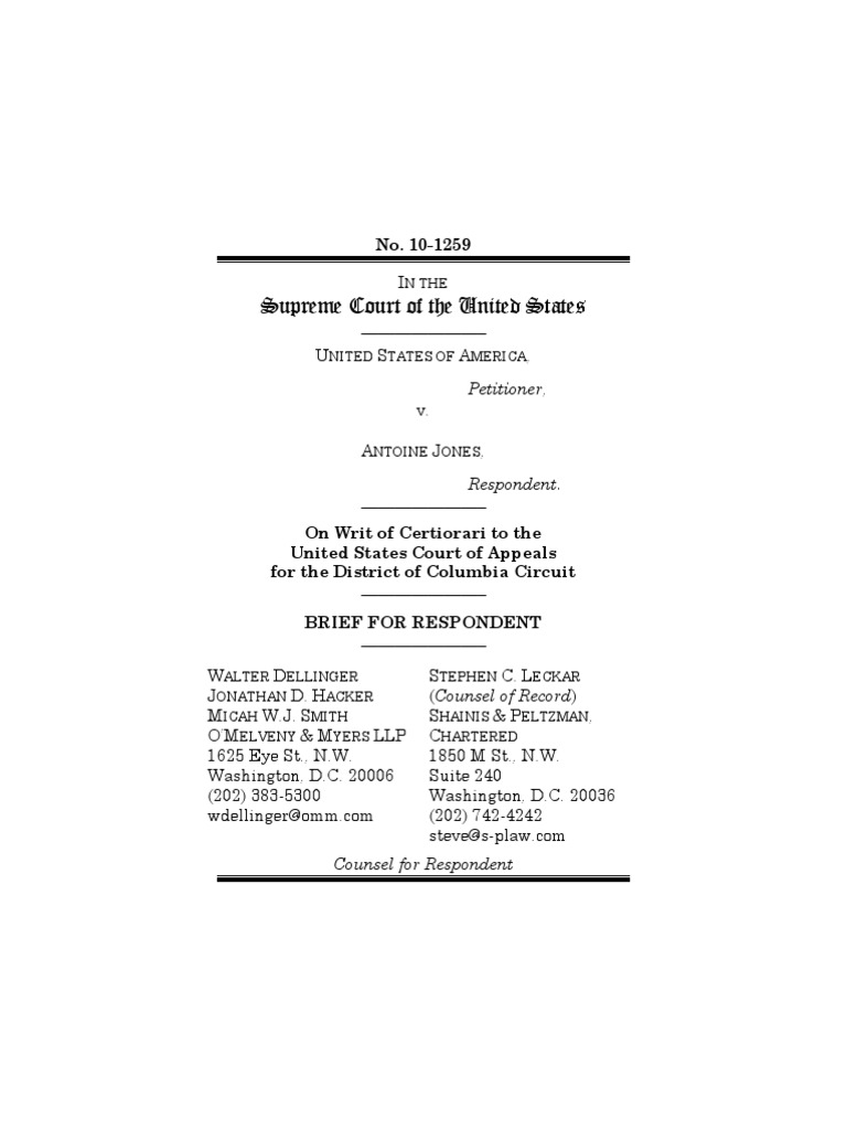 Antoine Jones Fourth Amendment Case | PDF | Fourth Amendment To The ...
