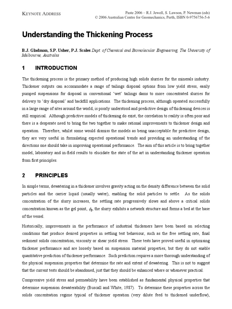 Understanding The Thickening Process | PDF | Science & Mathematics
