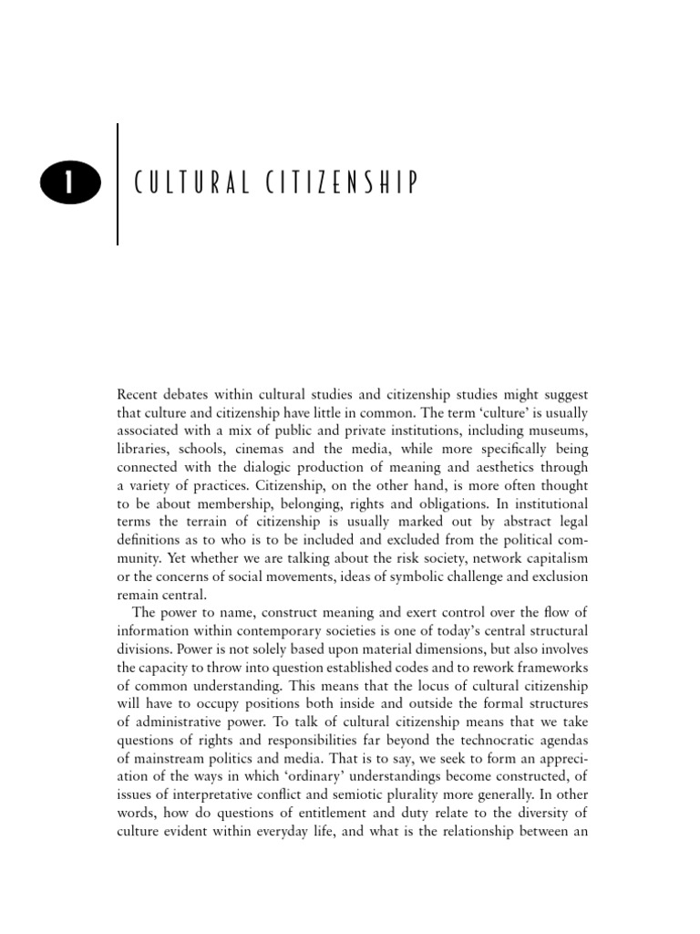 "Cultural Citizenship" - Jan Pakulski | PDF | Civil Society | Democracy