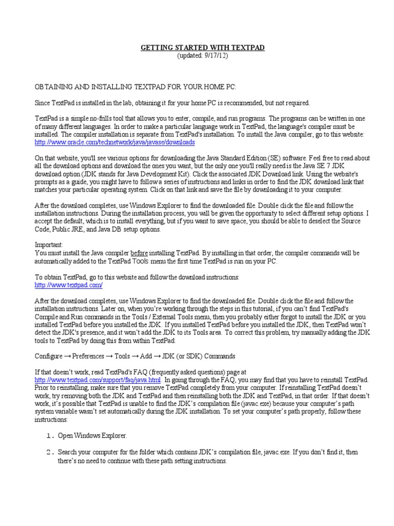 Textpad Java