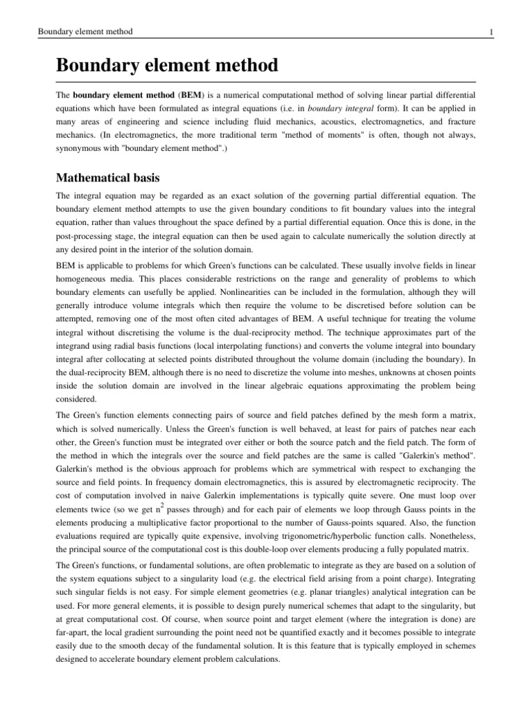 Boundary Element Method Boundary Element Method Mathematical Objects