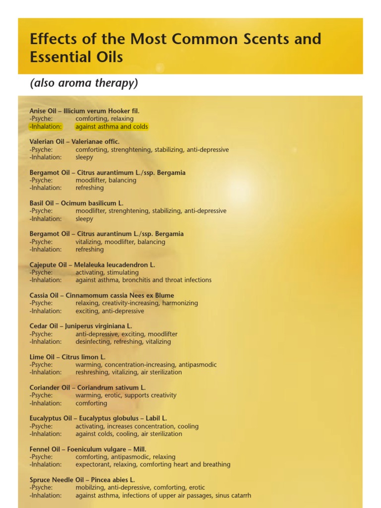 Effects of The Most Common Scents and Essential Oils: (Also Aroma ...