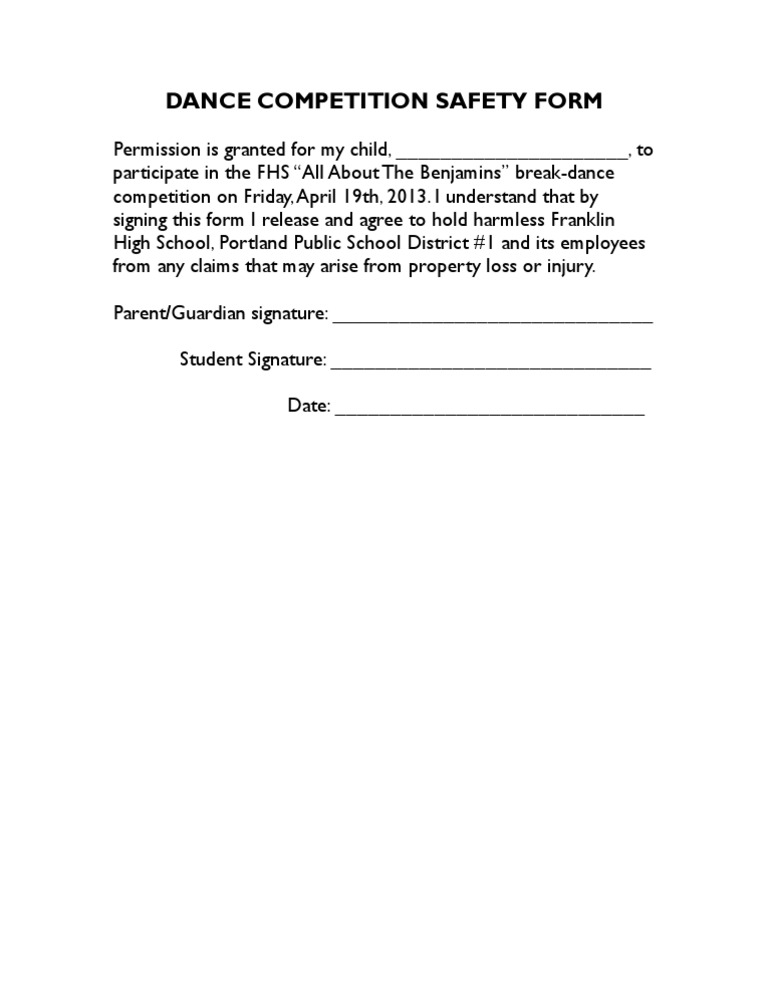Break-Dance Competition Safety Form | PDF