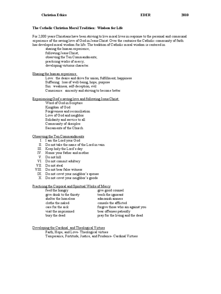 Moral Wisdom Catholics 2010 With Virtues Explained | PDF | Courage | Virtue