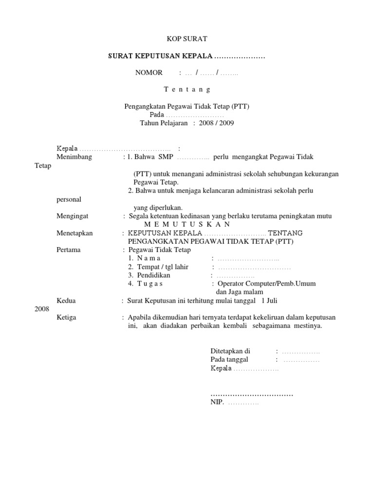 Contoh SK PTT | PDF