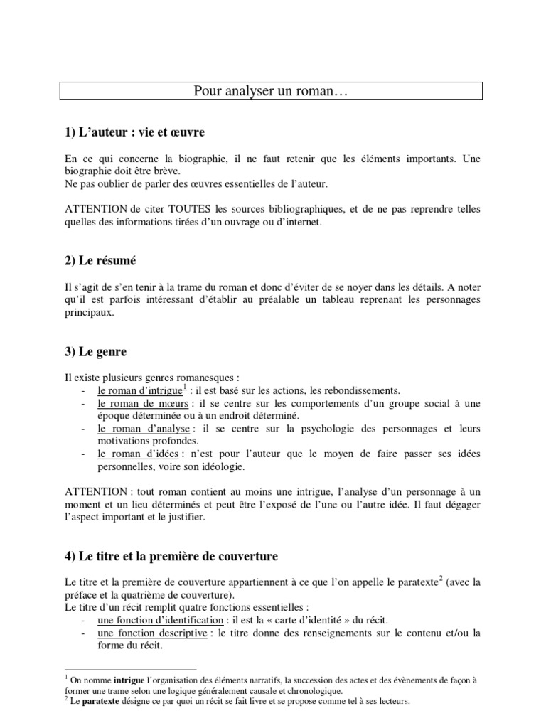 Analyse approfondie d'un roman | PDF | Romans | Narration