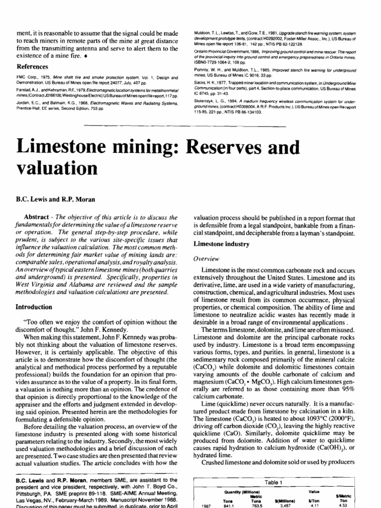Limestone Reserves and Valuation Methods | PDF | Discounted Cash Flow ...