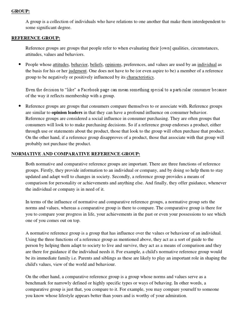Both Normative and Comparative Reference Groups Are Important | PDF ...