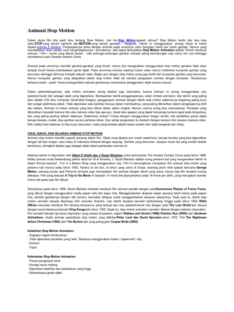 Animasi Stop Motion | PDF | Seni