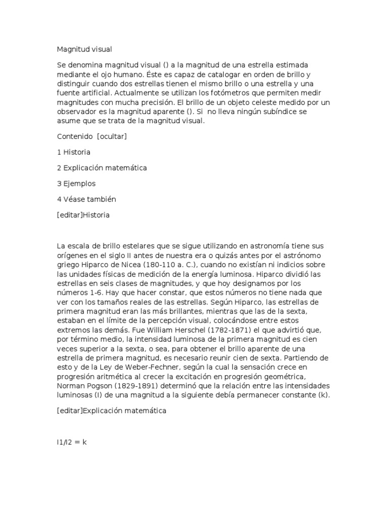 Magnitud Visual | PDF | Magnitud aparente | Astronomía