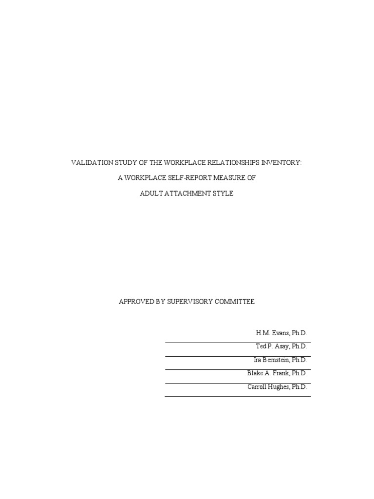 Adult Attachment Style | PDF | Attachment Theory | Metaphysics Of Mind